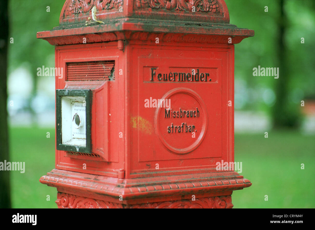Berlin detail, an old red fire alarm Stock Photo - Alamy