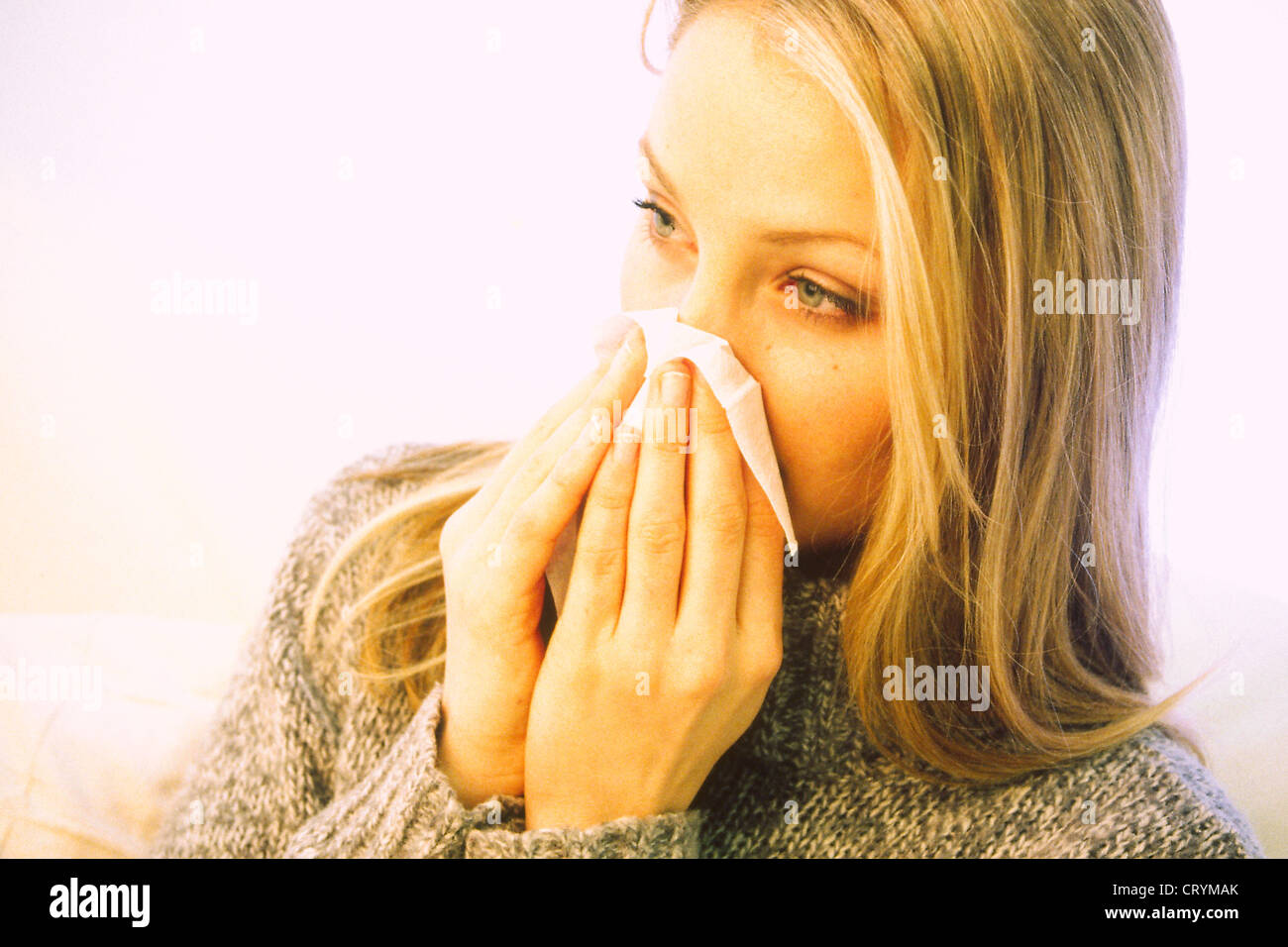WOMAN WITH RHINITIS Stock Photo - Alamy