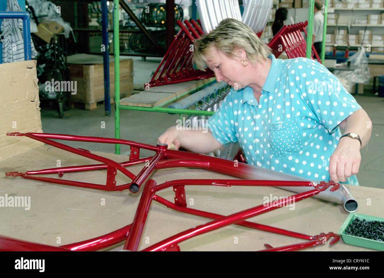 Bicycle production in the Central German bicycle works Stock Photo - Alamy