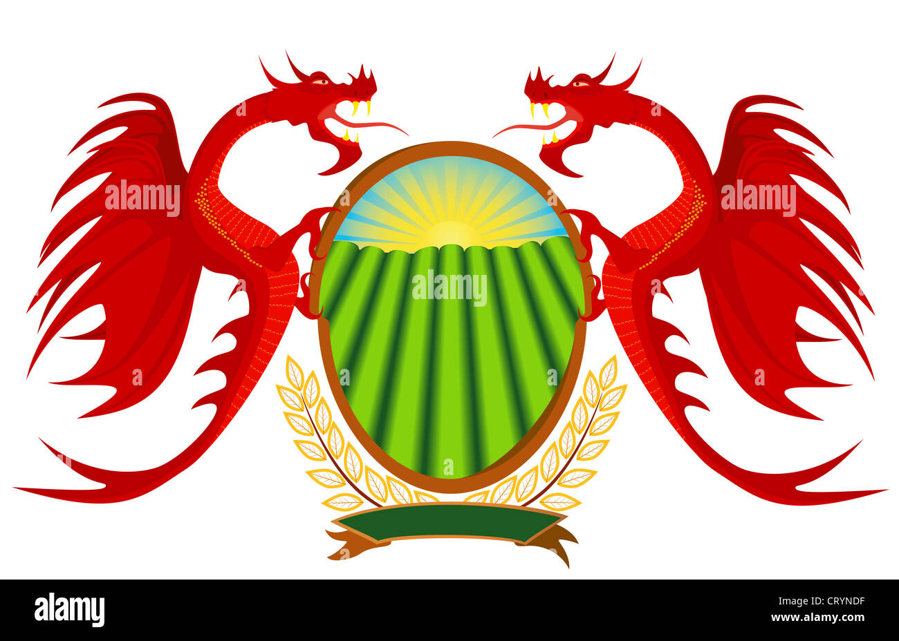 Heraldry, red dragons Stock Photo - Alamy