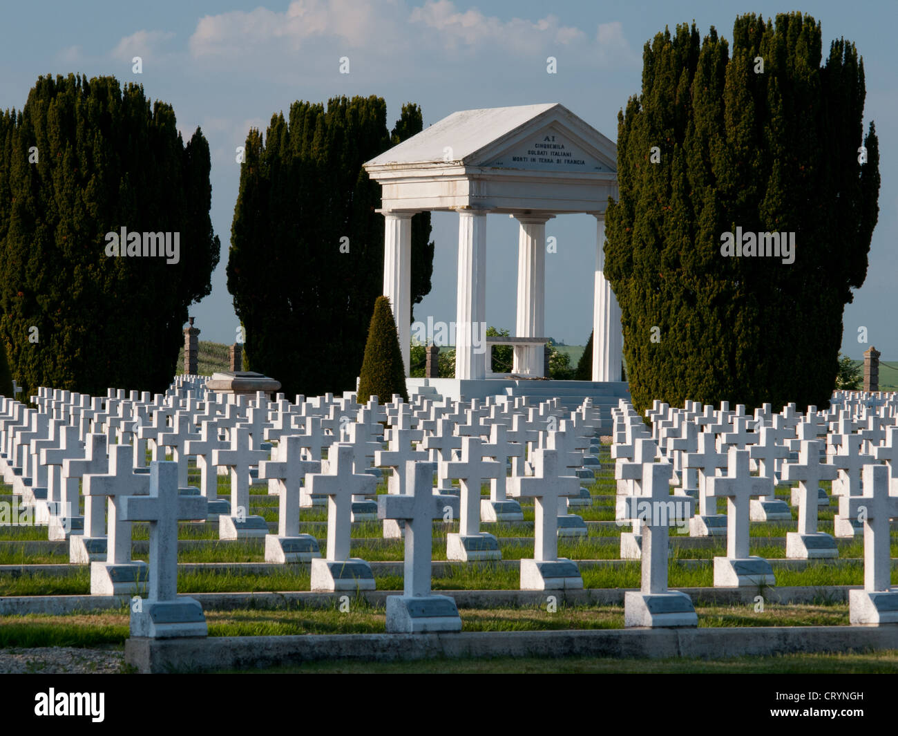 Italian war cemetery from WW1 near Bligny, Champagne, France Stock ...