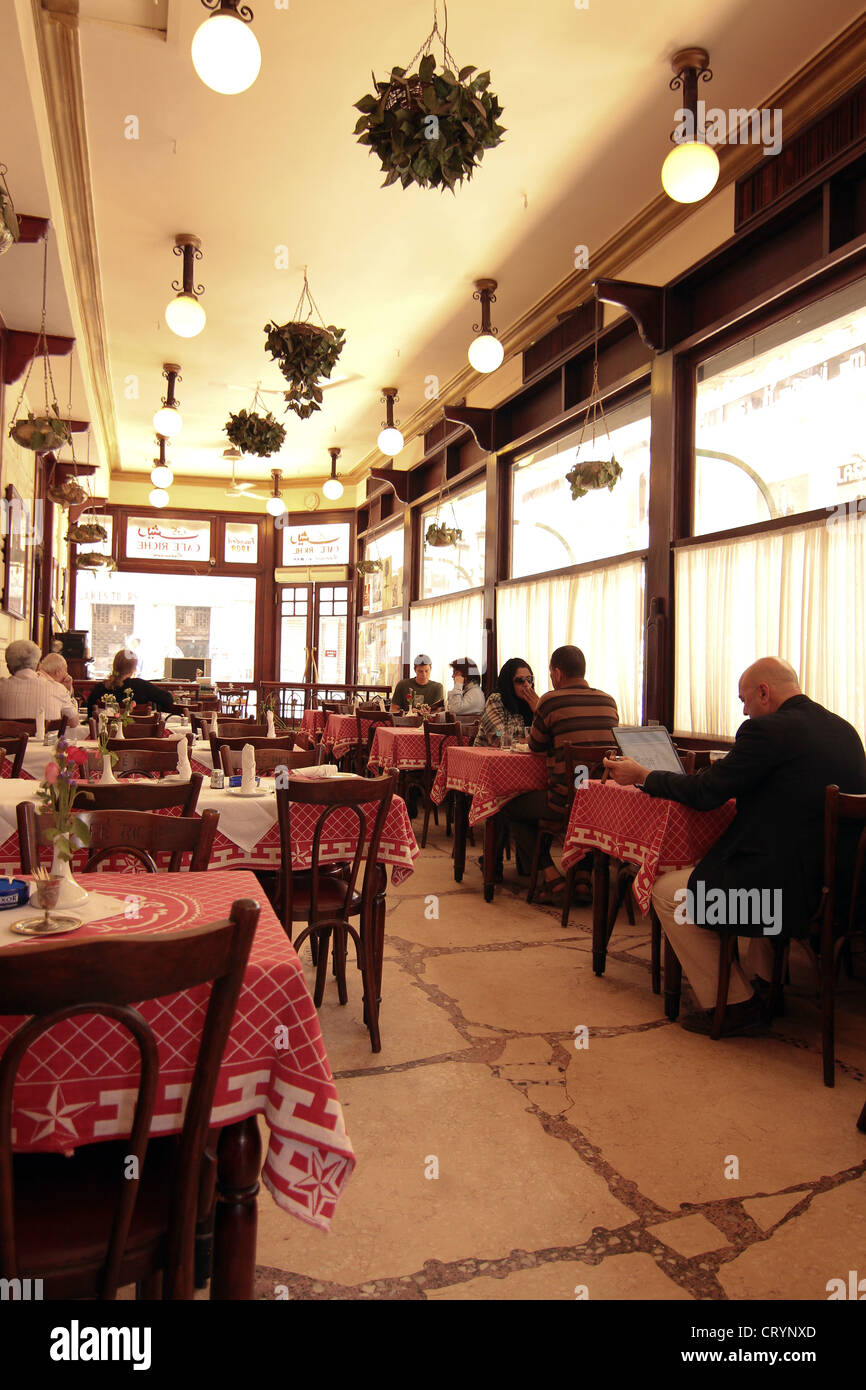 Interior of Cafe Riche, one of Cairo's oldest restaurants founded in ...