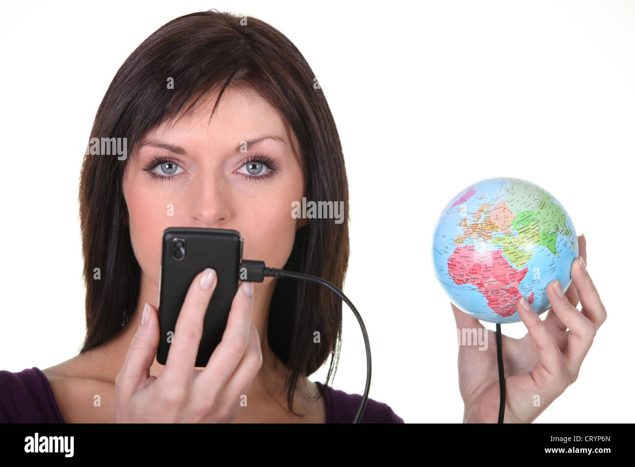 Network Cable Connected Blue Globe High Resolution Stock Photography ...