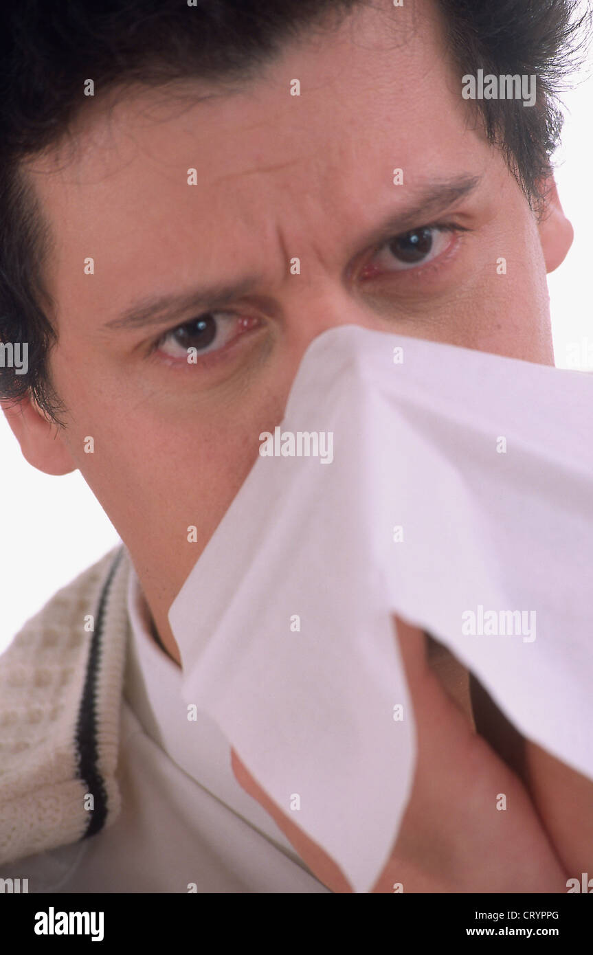 MAN WITH RHINITIS Stock Photo - Alamy
