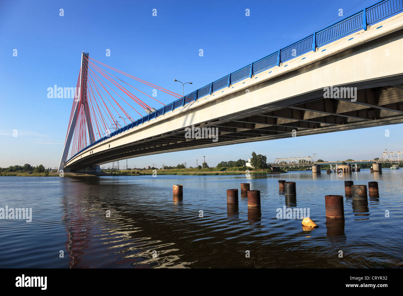 Modern Cable-Stayed Bridge on the River Stock Photo - Alamy