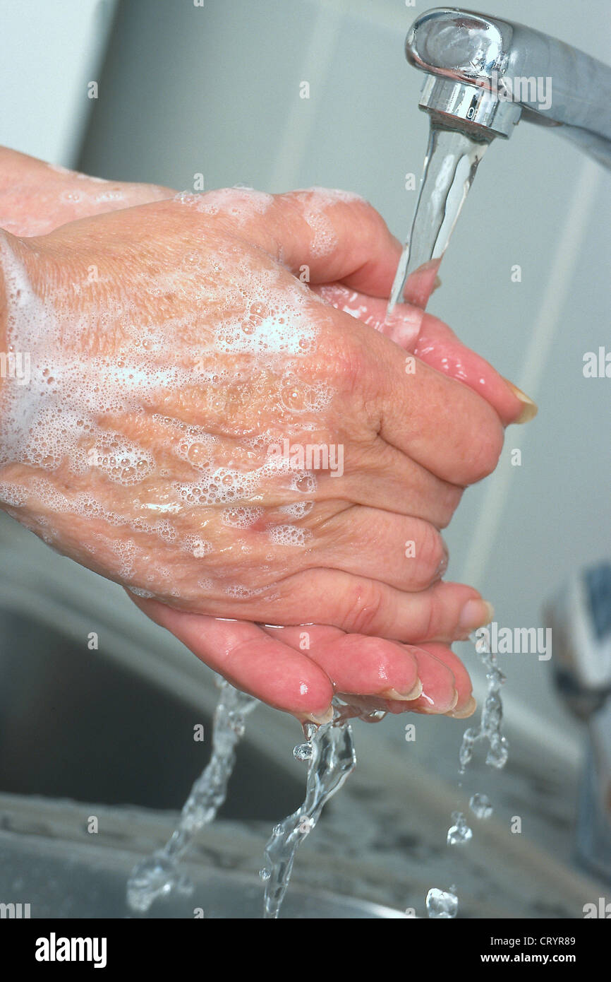 HAND WASHING, ELDERLY PERSON Stock Photo - Alamy
