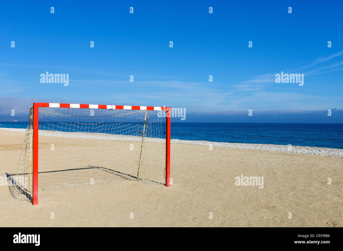 red and white goal with blue sky Stock Photo - Alamy