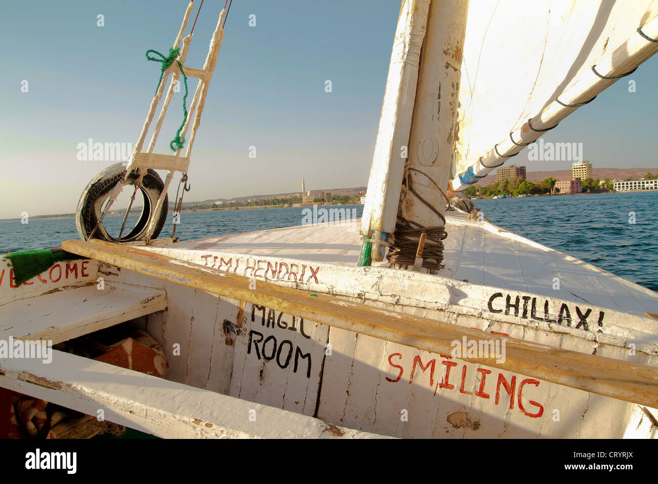 Felluca on the River Nile in Aswan Egypt Stock Photo - Alamy