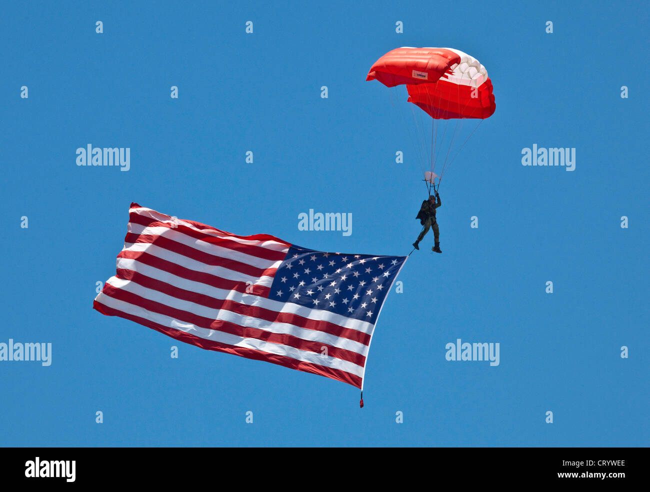 Canadian Armed Forces Parachute demonstration team performing in Camp ...