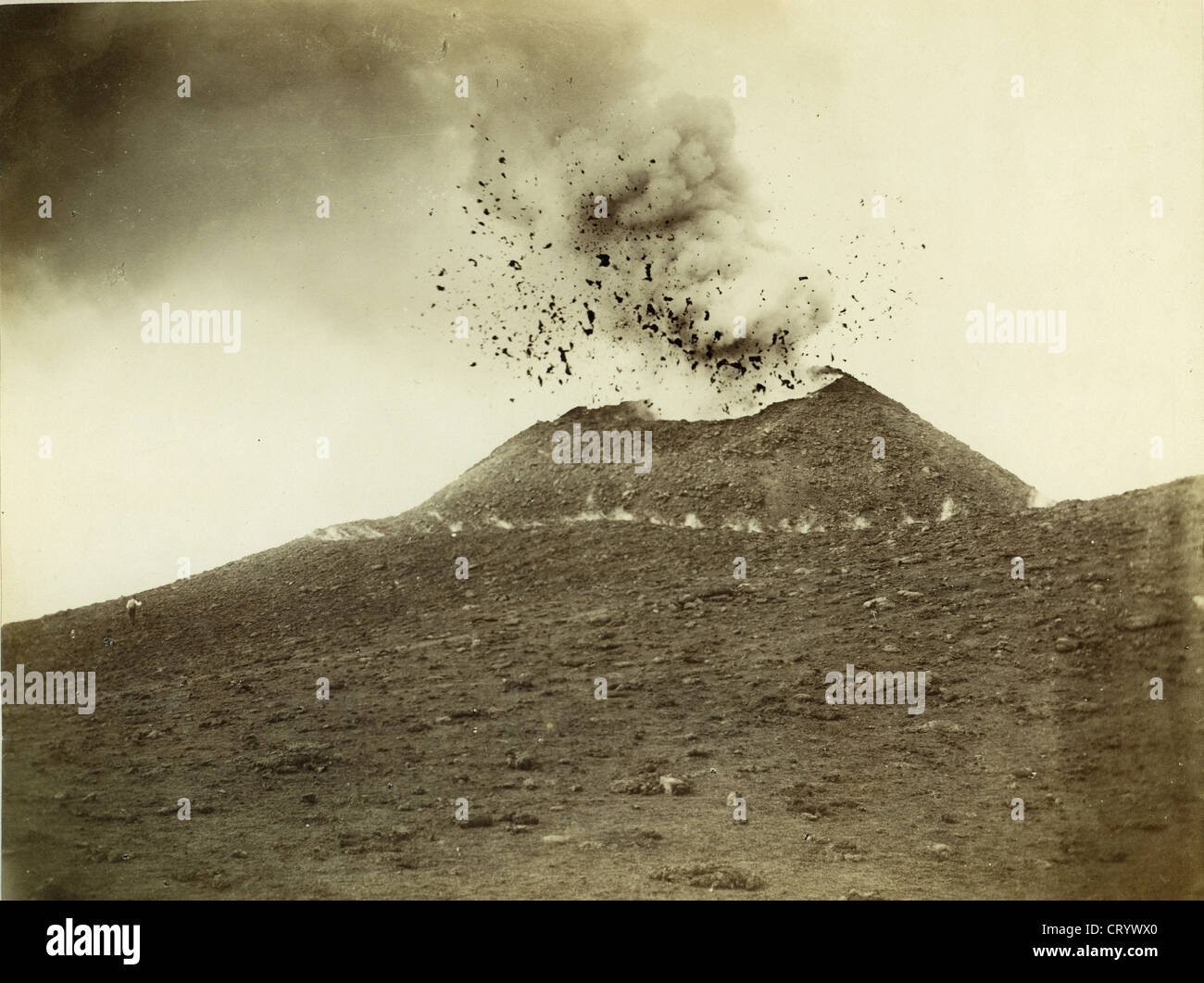 Volcano Mt Vesuvius in Eruption, by Edizione Esposito, 1895 Stock Photo ...