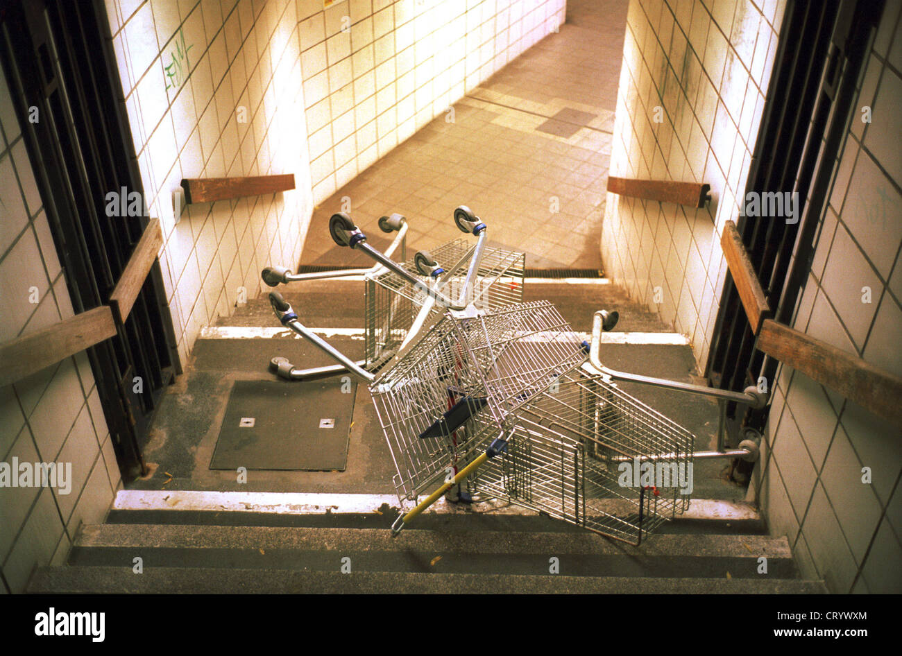 Berlin, destroyed cart in the subway Stock Photo - Alamy