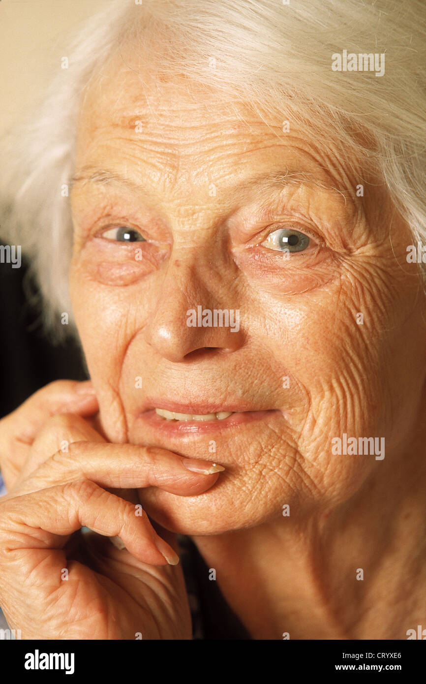 PORTRAIT OF +65 YR-OLD WOMAN Stock Photo - Alamy