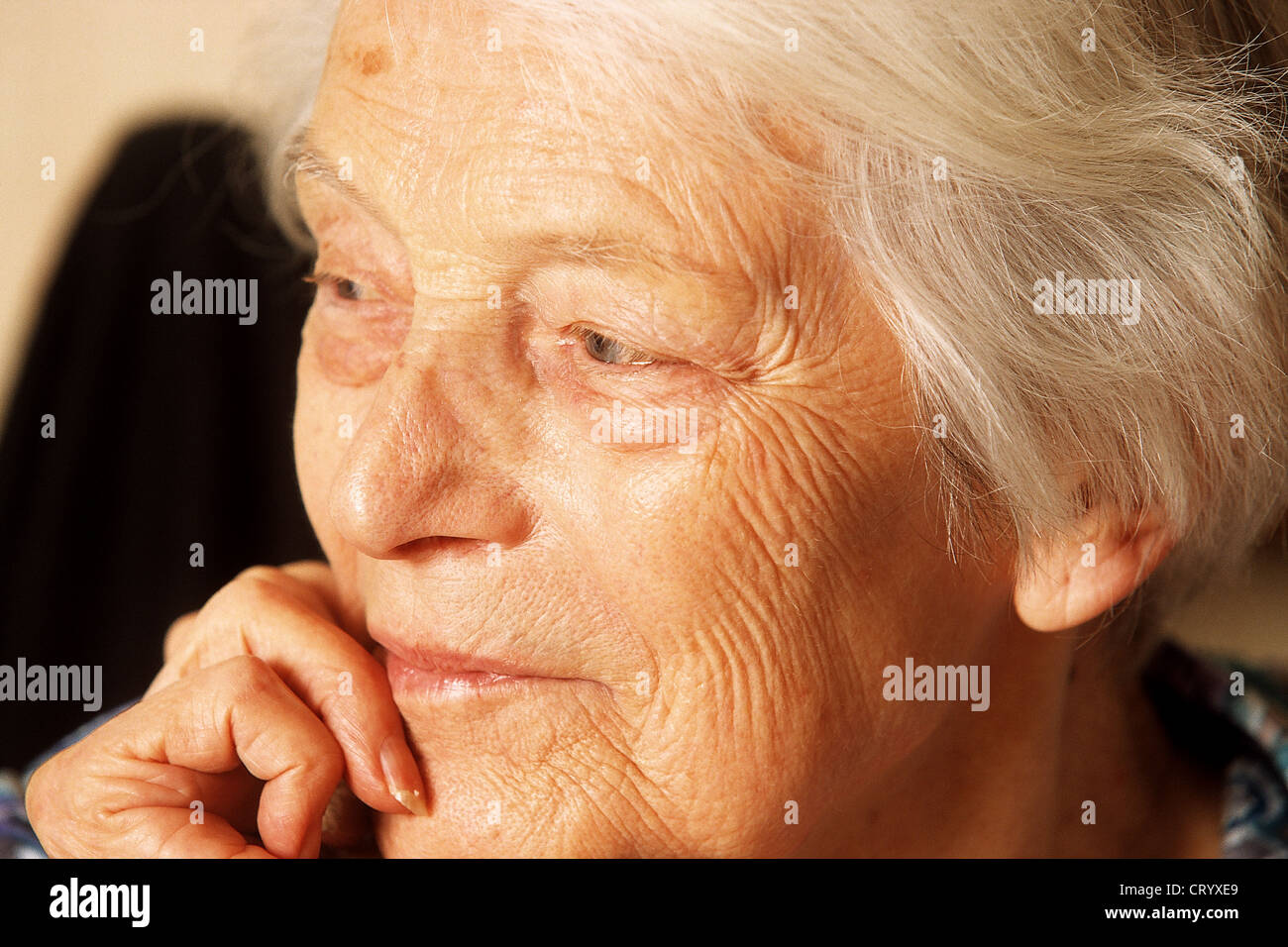PORTRAIT OF +65 YR-OLD WOMAN Stock Photo - Alamy