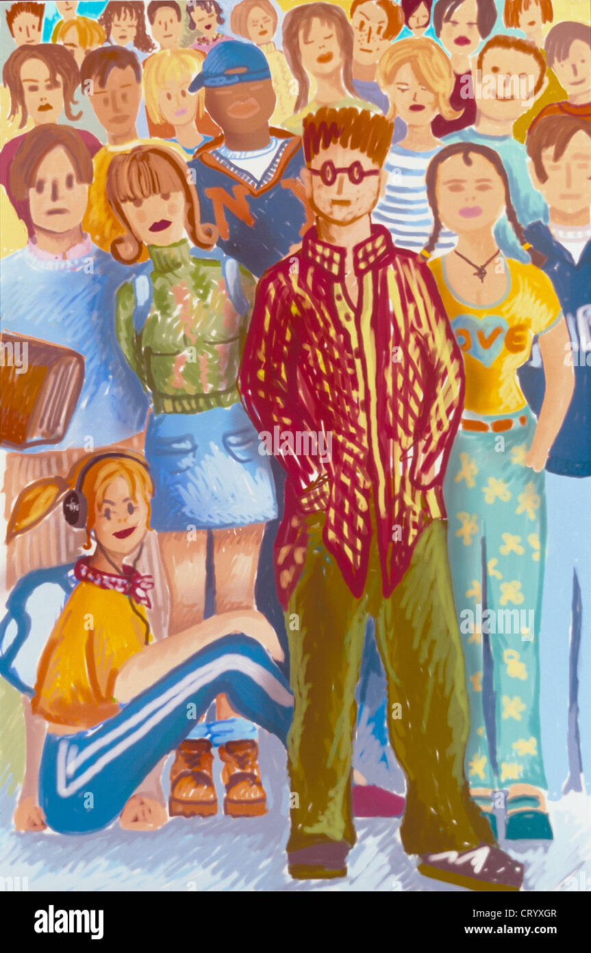 Group adolescents drawing hi-res stock photography and images - Alamy