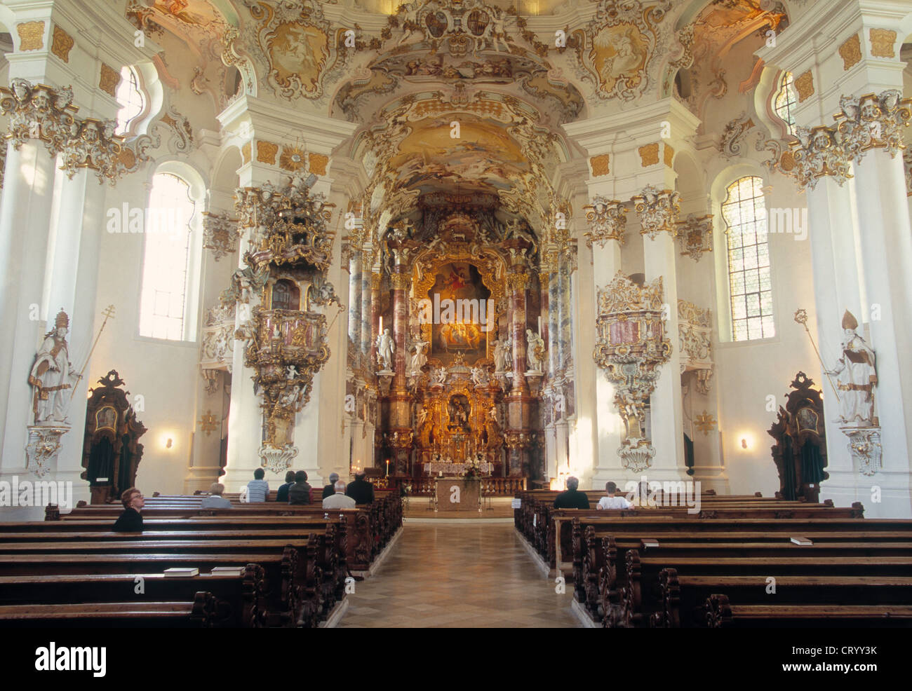 Interior view of the Church in the Meadow rococo Stock Photo - Alamy