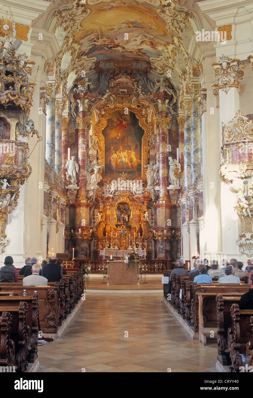 Interior view of the Church in the Meadow rococo Stock Photo - Alamy