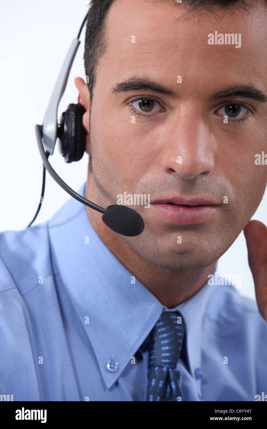 Male call-center worker Stock Photo - Alamy