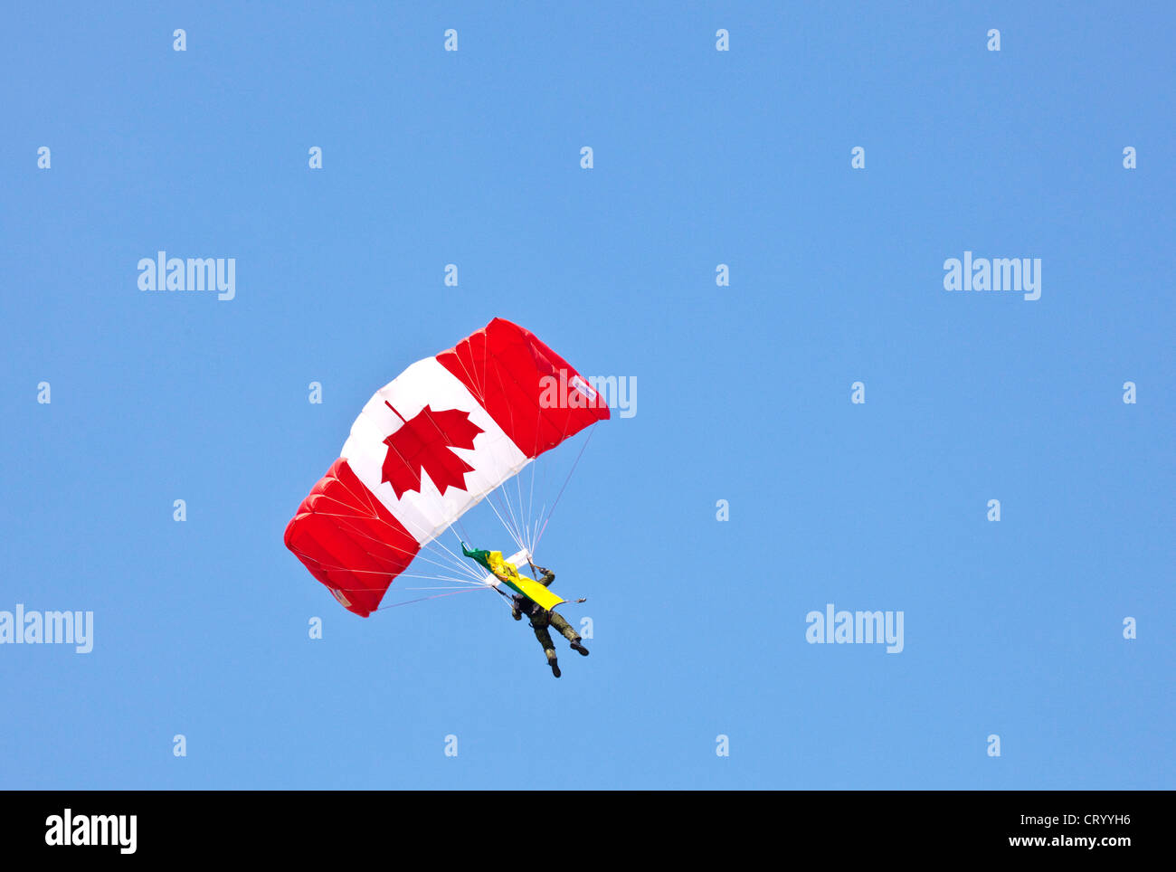 Canadian Armed Forces Parachute demonstration team performing in Camp ...