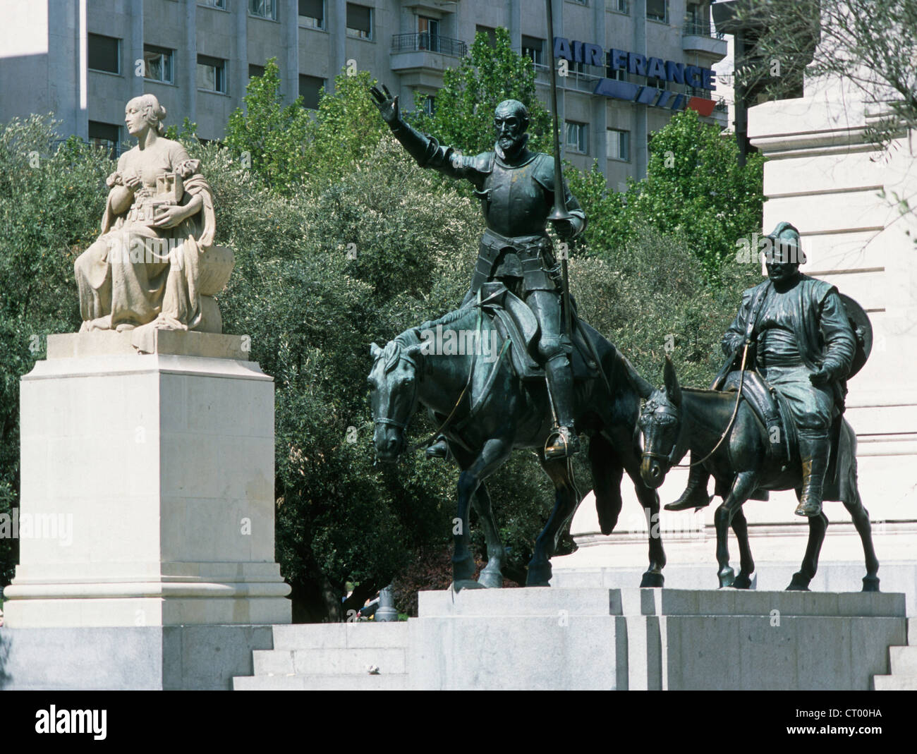 Spain, Madrid, Cervantes Monument, Don Quijote statue Stock Photo - Alamy