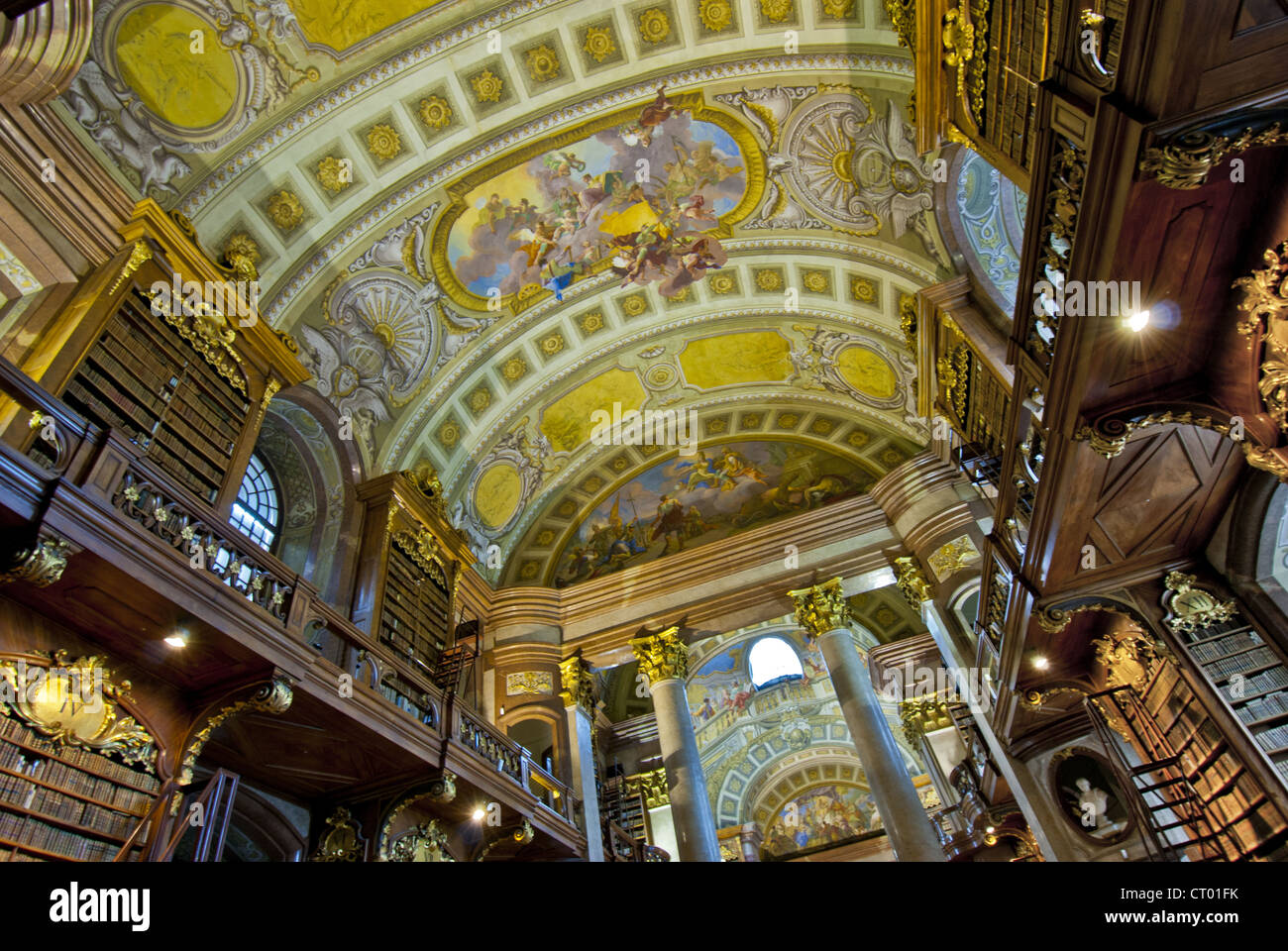 Austrian National Library, baroque style State Hall historic library ...