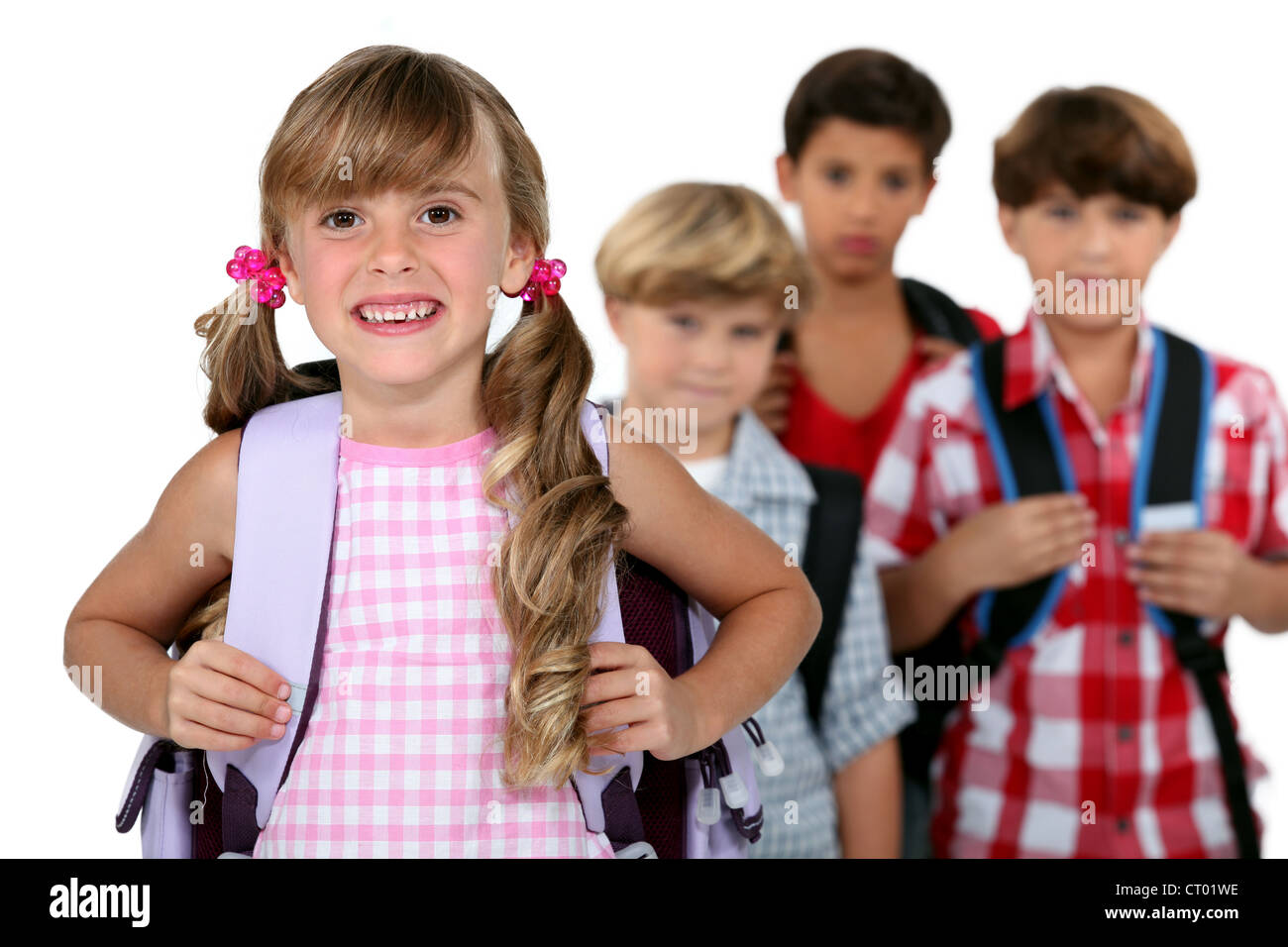 kids wearing their school bags Stock Photo - Alamy