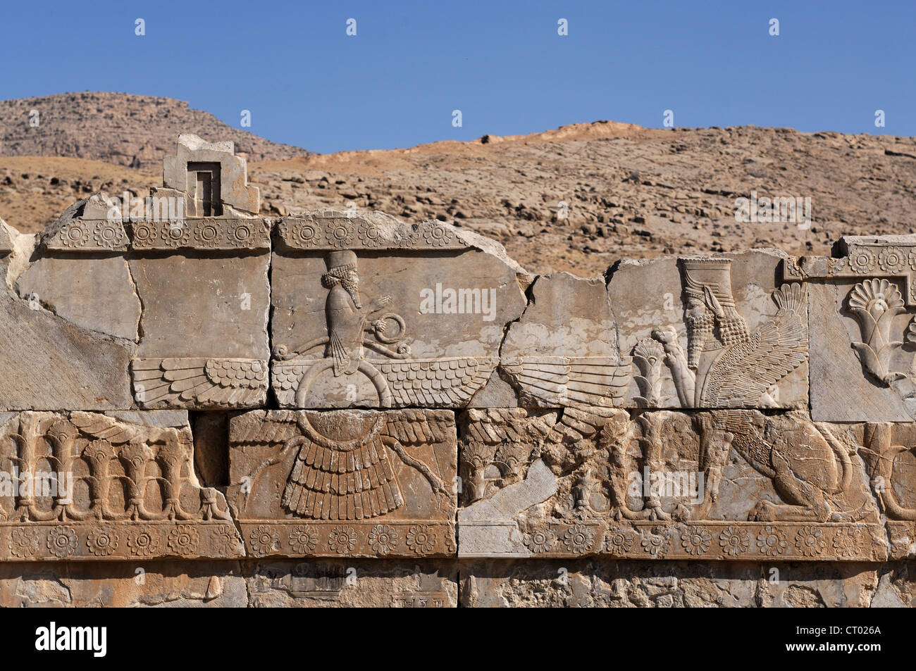 IRAN Stone carved Faravahar in Persepolis ,The ceremonial capital of ...