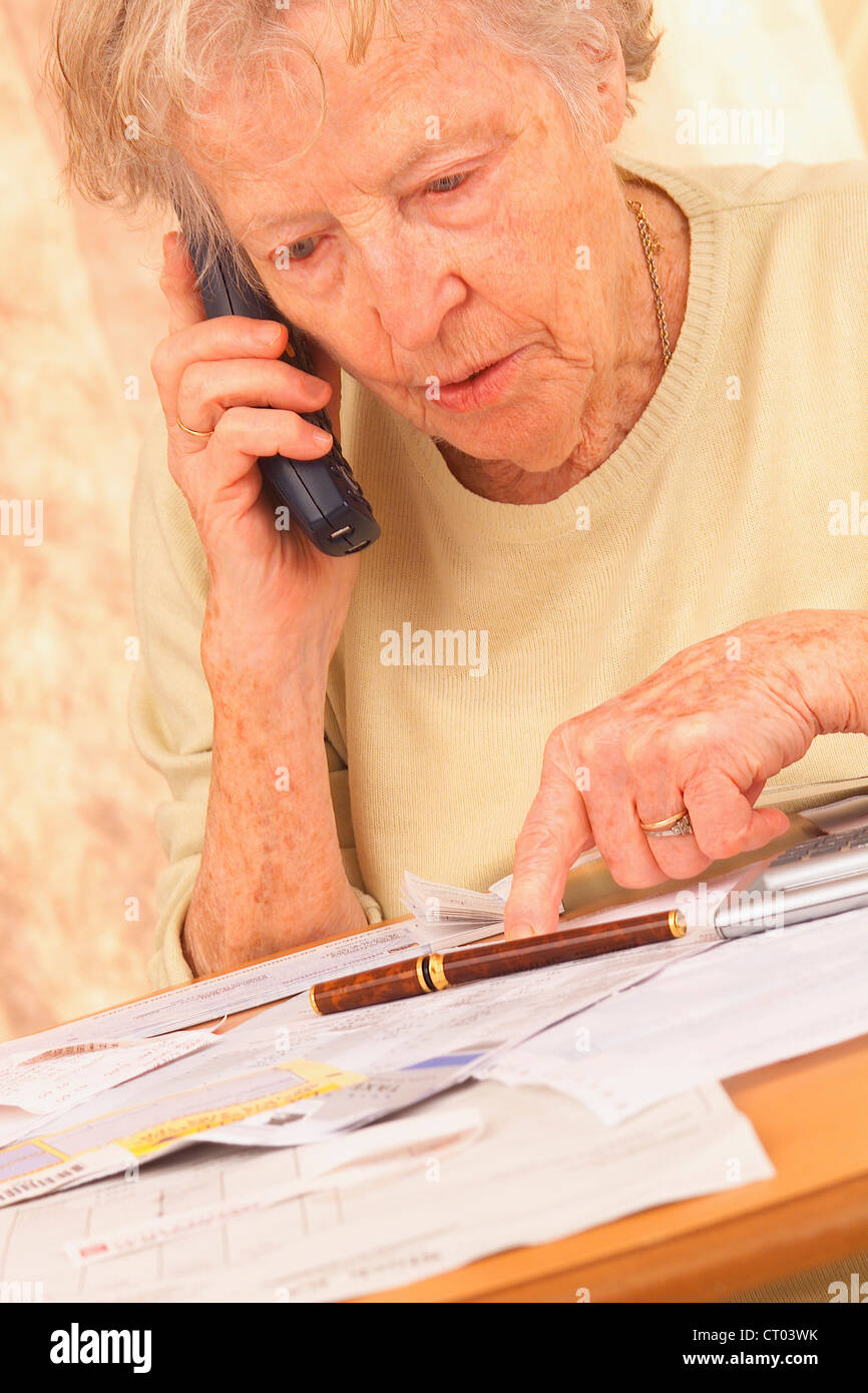 ELDERLY PERSON ON THE PHONE Stock Photo - Alamy