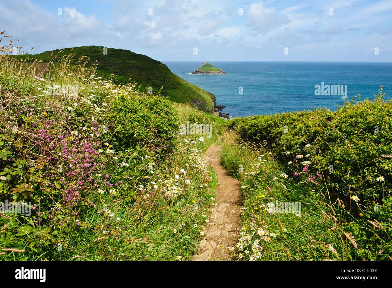 Pentire point along the North Cornwall Coast England looking out ...