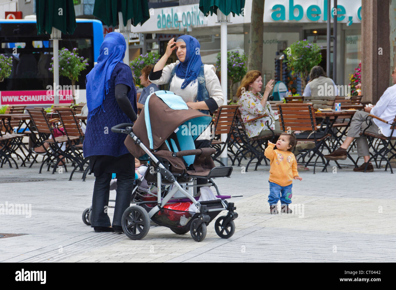 2 Muslim Women with blue scarf traditional Middle Eastern Costume Baby ...