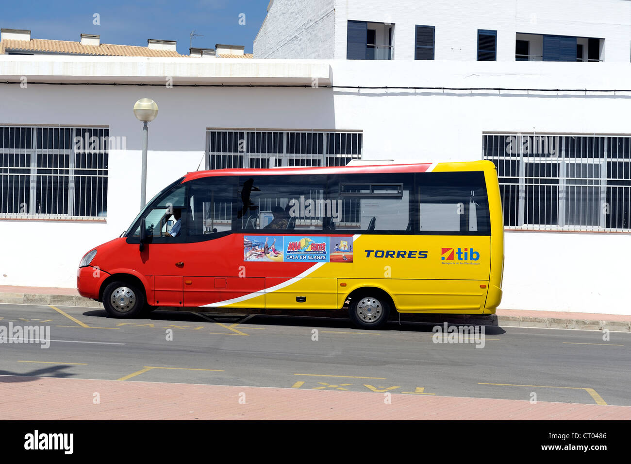 TIB buses in the balearic islands of menorca spain Stock Photo - Alamy