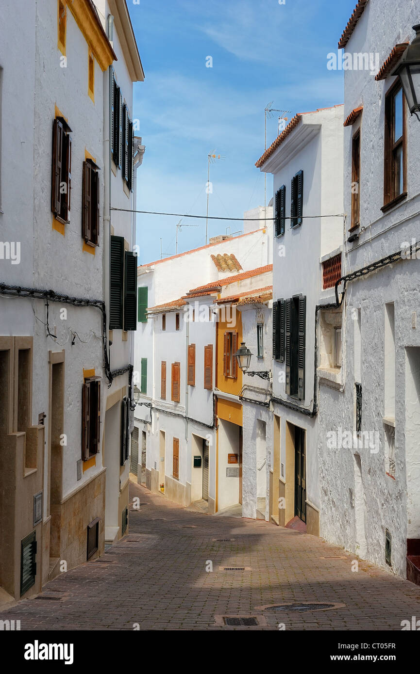Typical street in Alaior menorca spain Stock Photo - Alamy