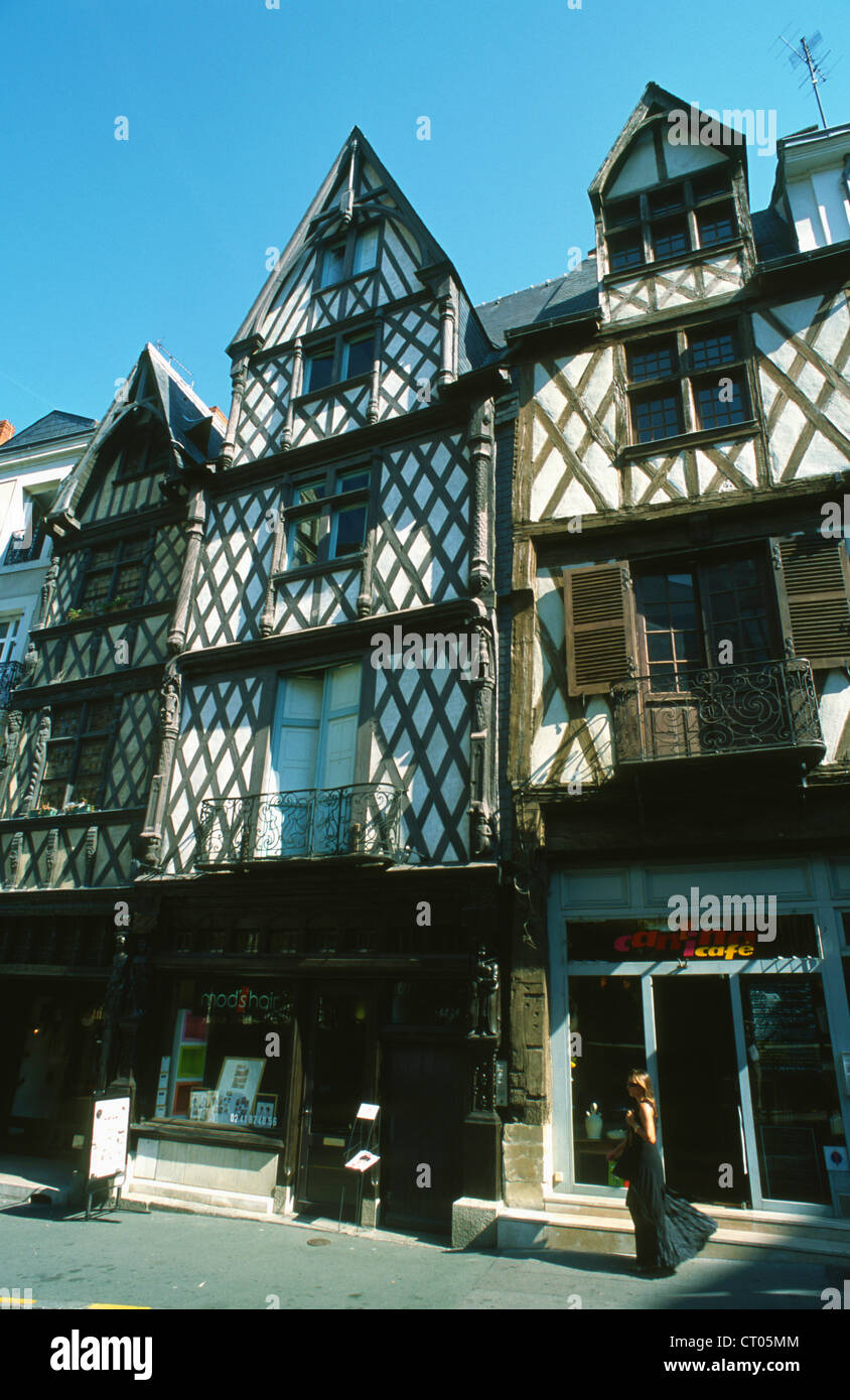 France, Loire Valley, Angers, street scene, typical architecture Stock ...