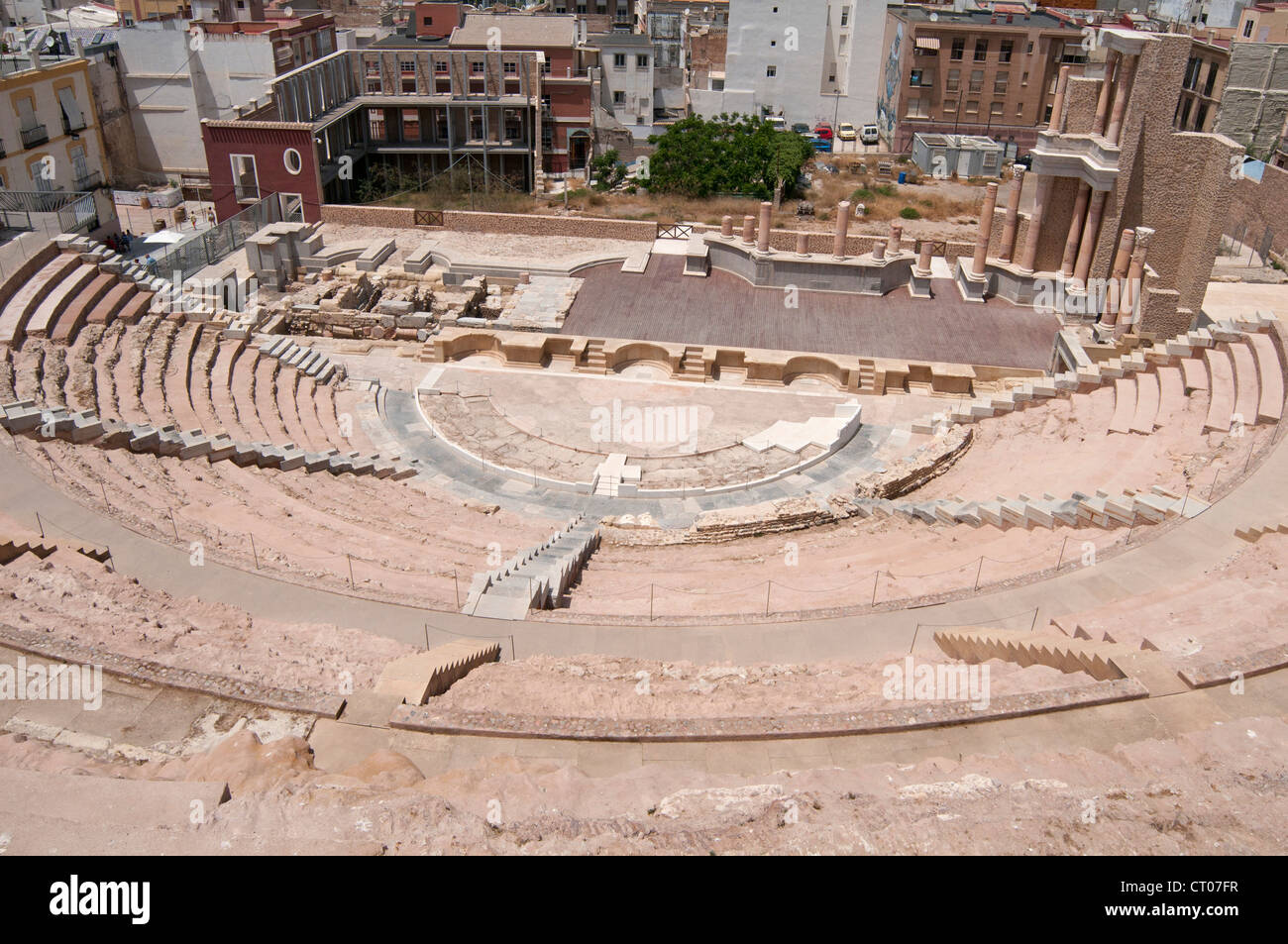 Fisheye of The Roman Theatre of Carthago Nova and Cathedral ruins of ...
