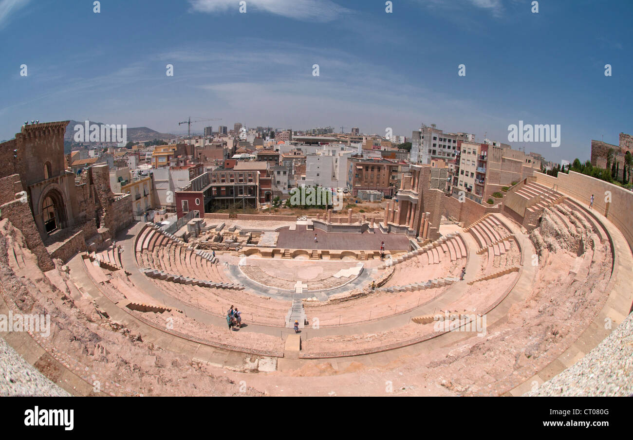 Fisheye of The Roman Theatre of Carthago Nova and Cathedral ruins of ...