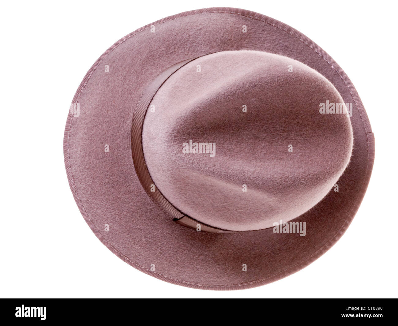 brown felt man's hat fedora isolated on white top view Stock Photo - Alamy
