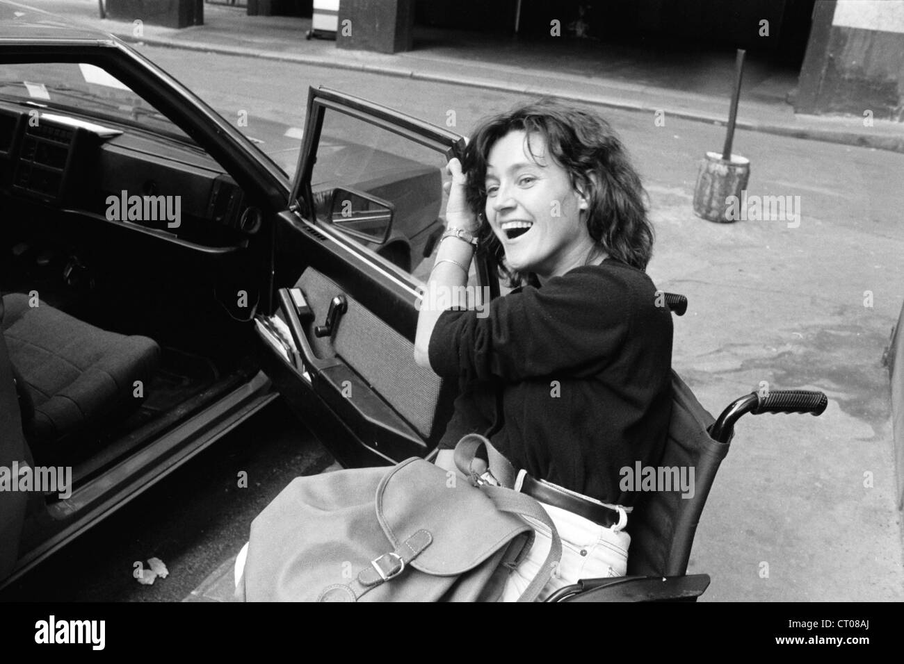 Physically handicapped person Black and White Stock Photos & Images - Alamy