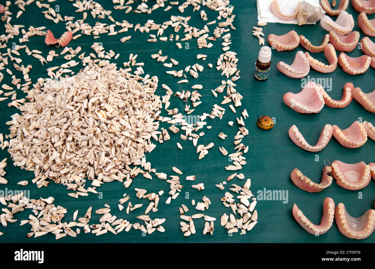 Dentist stall with teeth, plates and false teeth, Djemma el Fna square ...