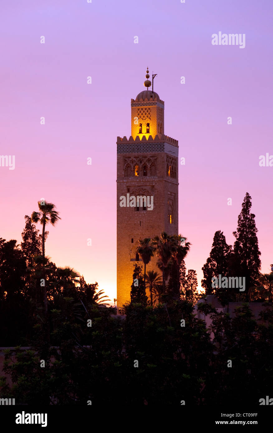 Koutoubia Mosque at sunset, the Medina, Marrakech, Morocco Africa Stock ...