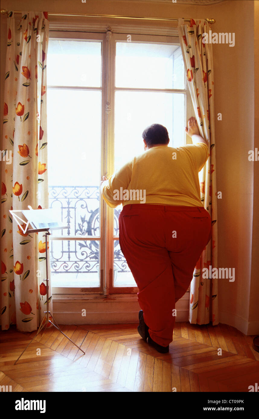 Obese man back view hi-res stock photography and images - Alamy