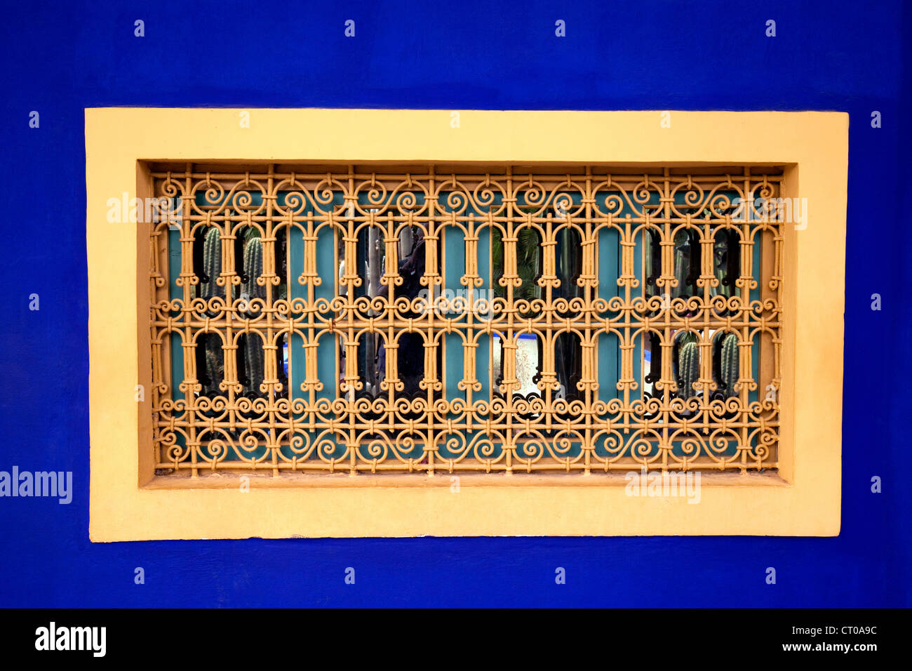 Traditional colourful Moroccan window in the Majorelle Garden ...