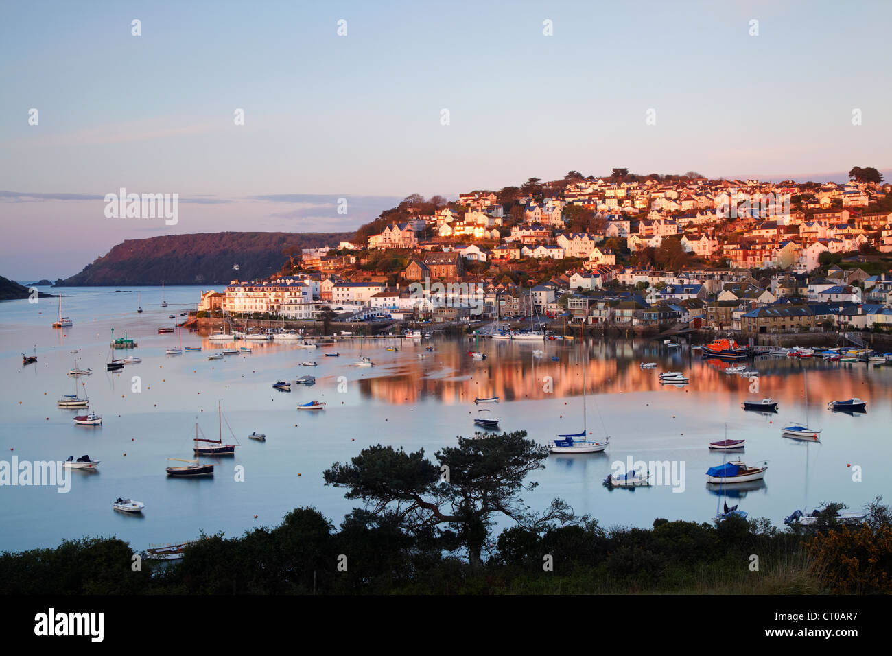 Salcombe town at dawn from Snapes Point Stock Photo - Alamy
