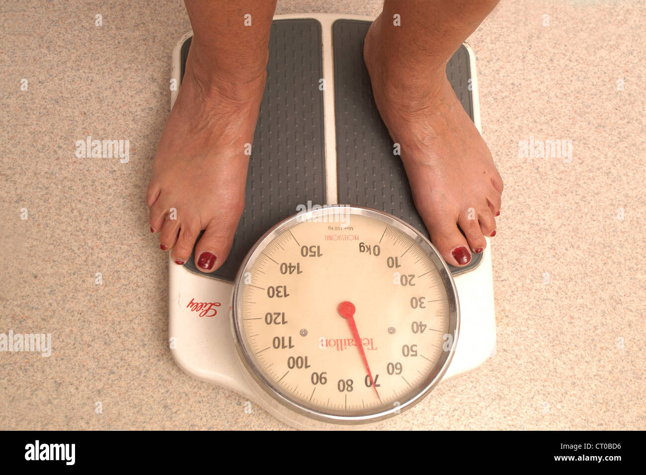 ELDERLY PERSON BEING WEIGHED Stock Photo - Alamy