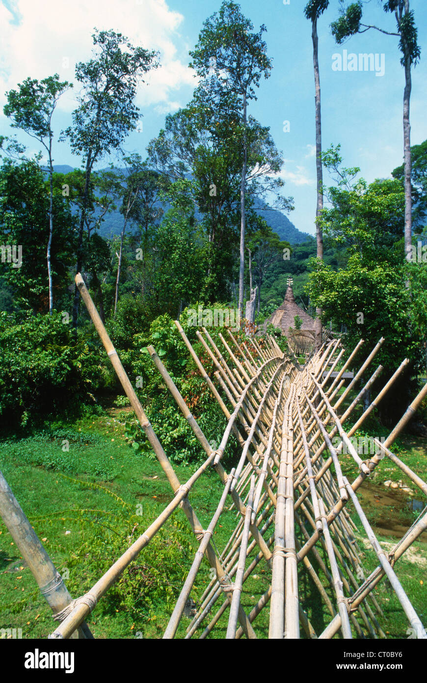 Malaysia, Borneo, Sarawak, Santubong, Bidayuh footbridge Stock Photo ...