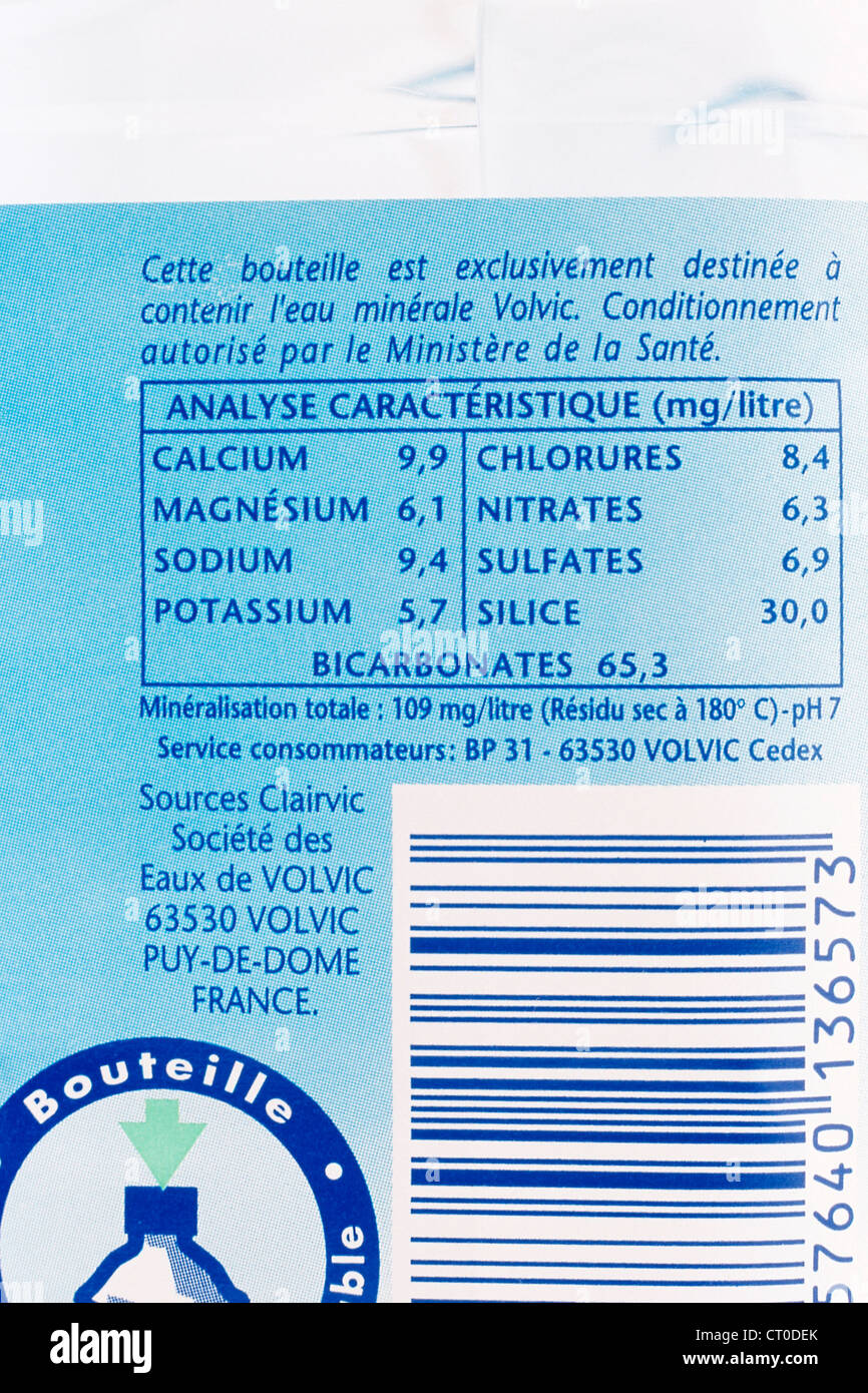 Food label water content hi-res stock photography and images - Alamy