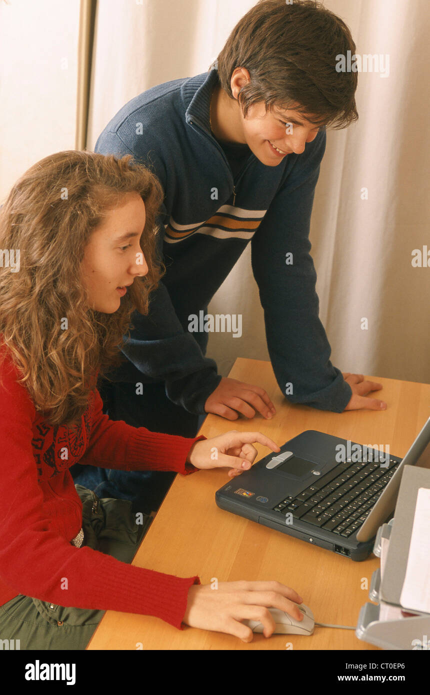 TEENAGER AT A COMPUTER Stock Photo - Alamy