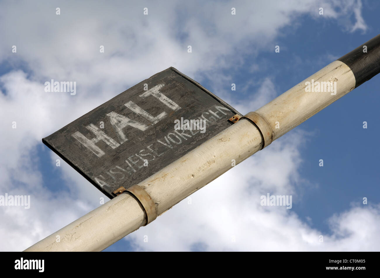 Halt sign stop Auschwitz I concentration camp Poland Stock Photo - Alamy