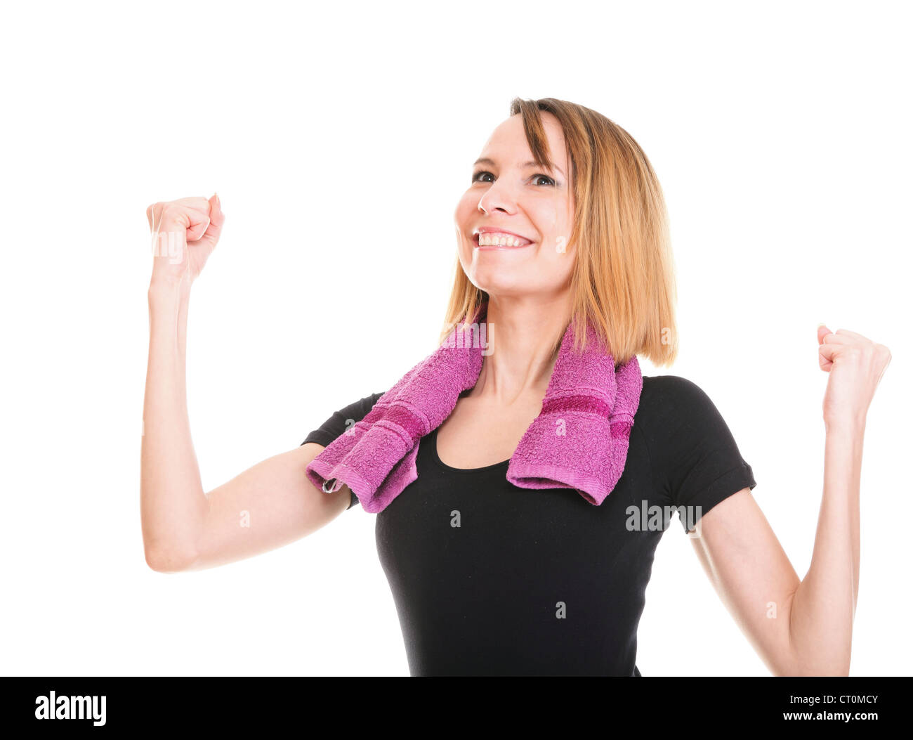 Fitness woman excited isolated on white background. Success. Diet and ...