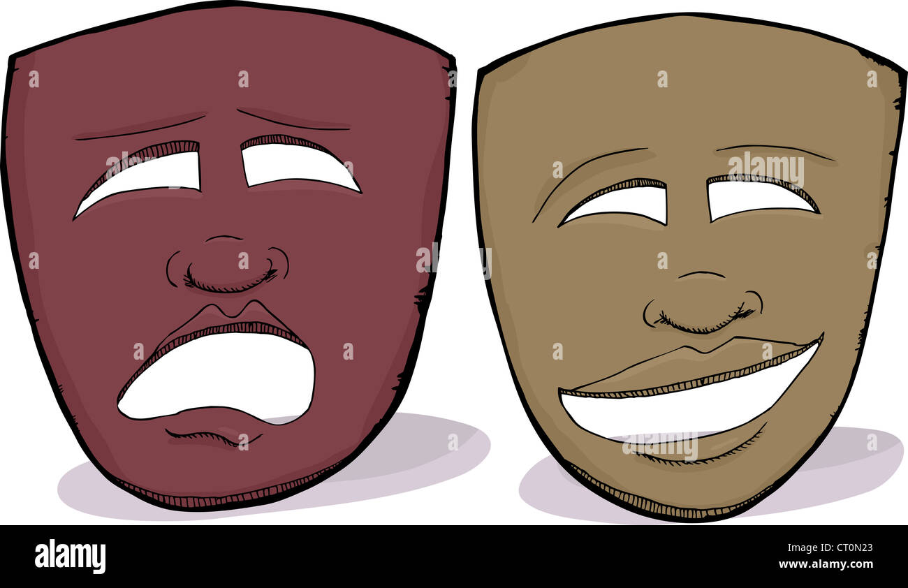 Theatrical dramatic masks with African facial features Stock Photo - Alamy