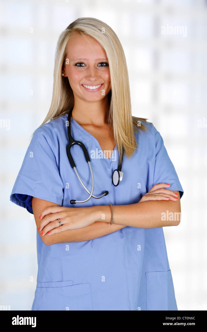 Young female nurse working in a hospital Stock Photo - Alamy