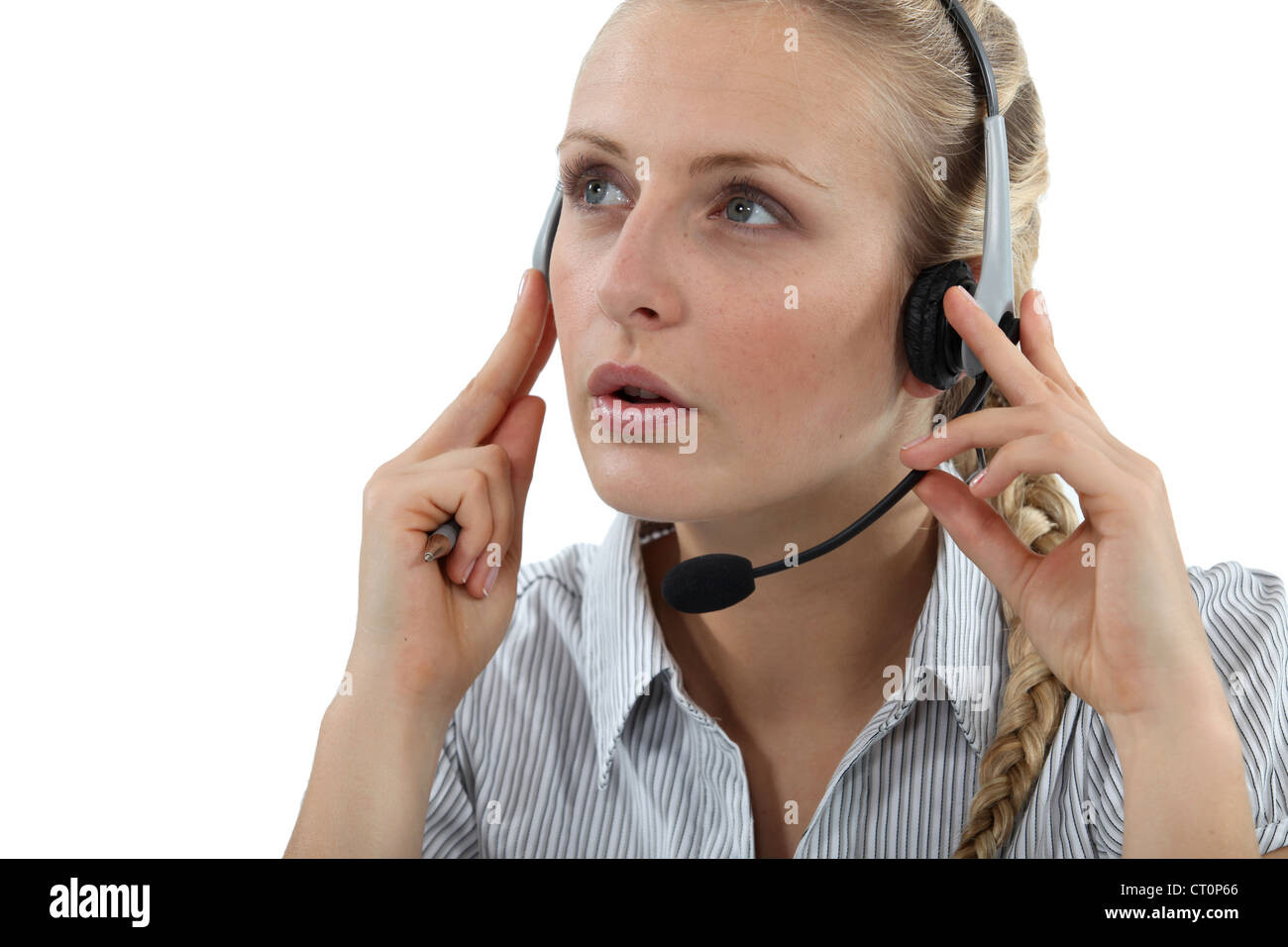 Young woman wearing headset Stock Photo - Alamy